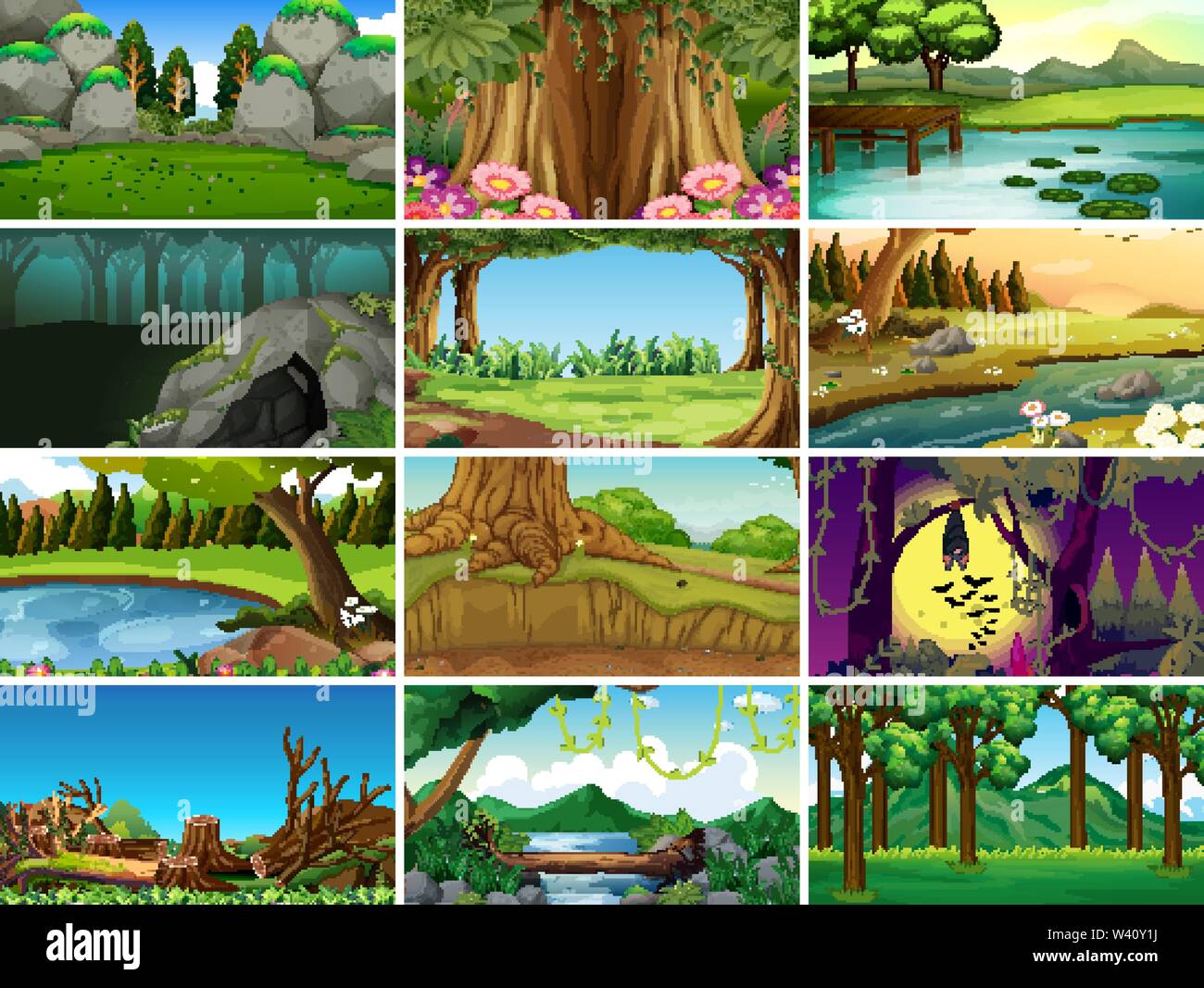 Empty, blank landscape nature scenes illustration Stock Vector Image ...