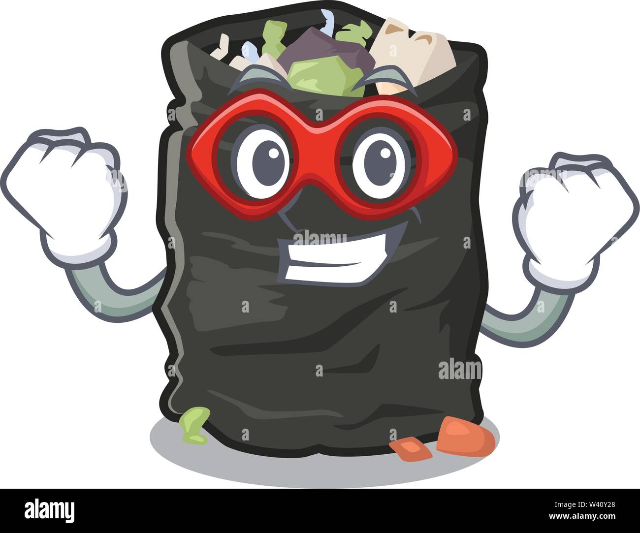 Super hero garbage bag in the cartoon shape vector illustration Stock ...