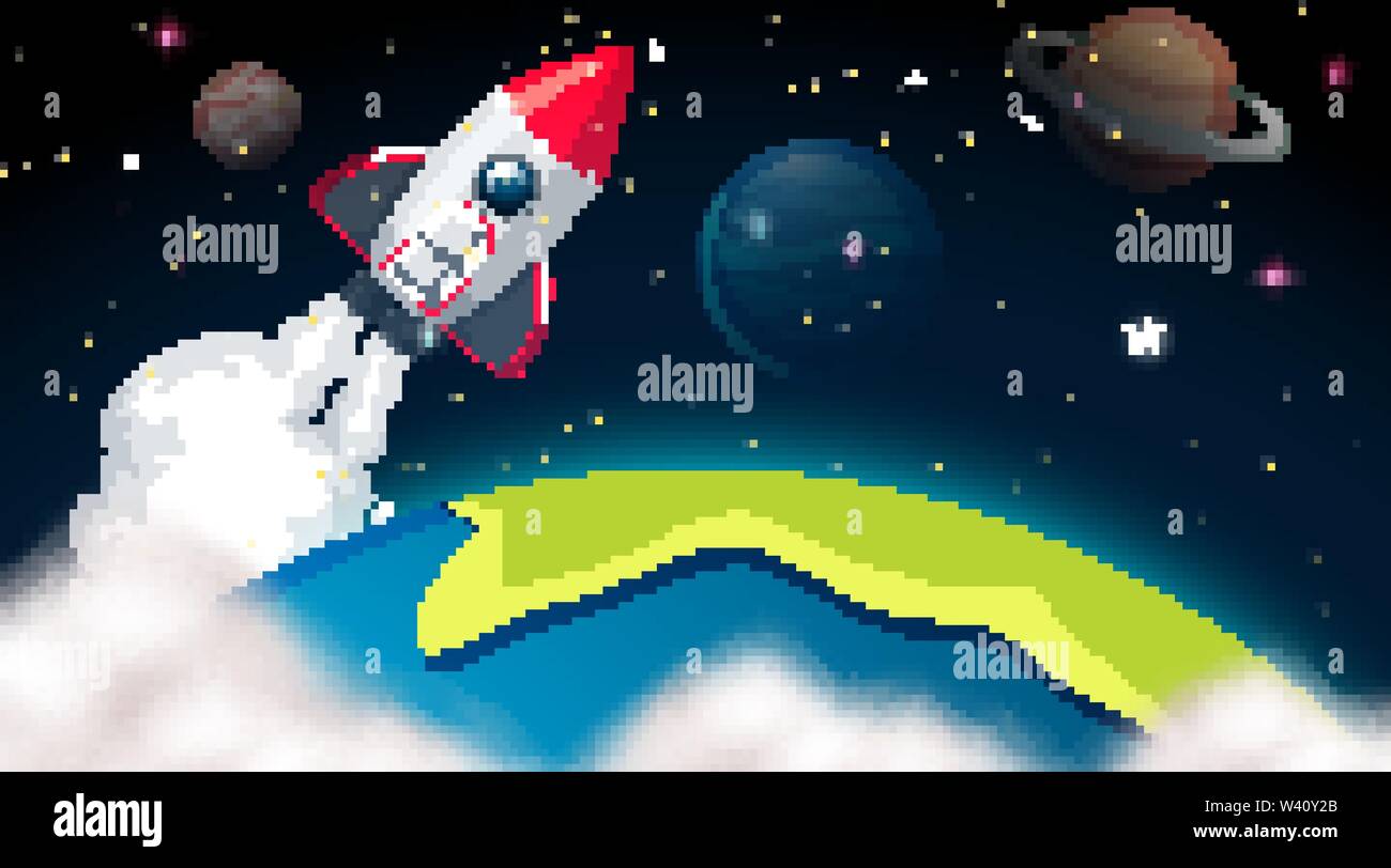 Rocket and earth scene illustration Stock Vector Image & Art - Alamy