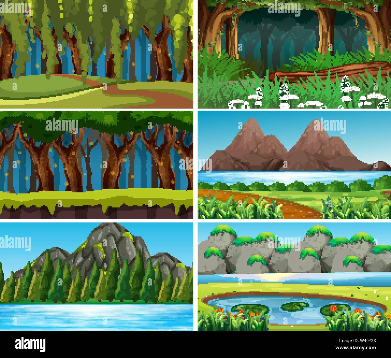 Empty, blank landscape nature scenes illustration Stock Vector Image ...