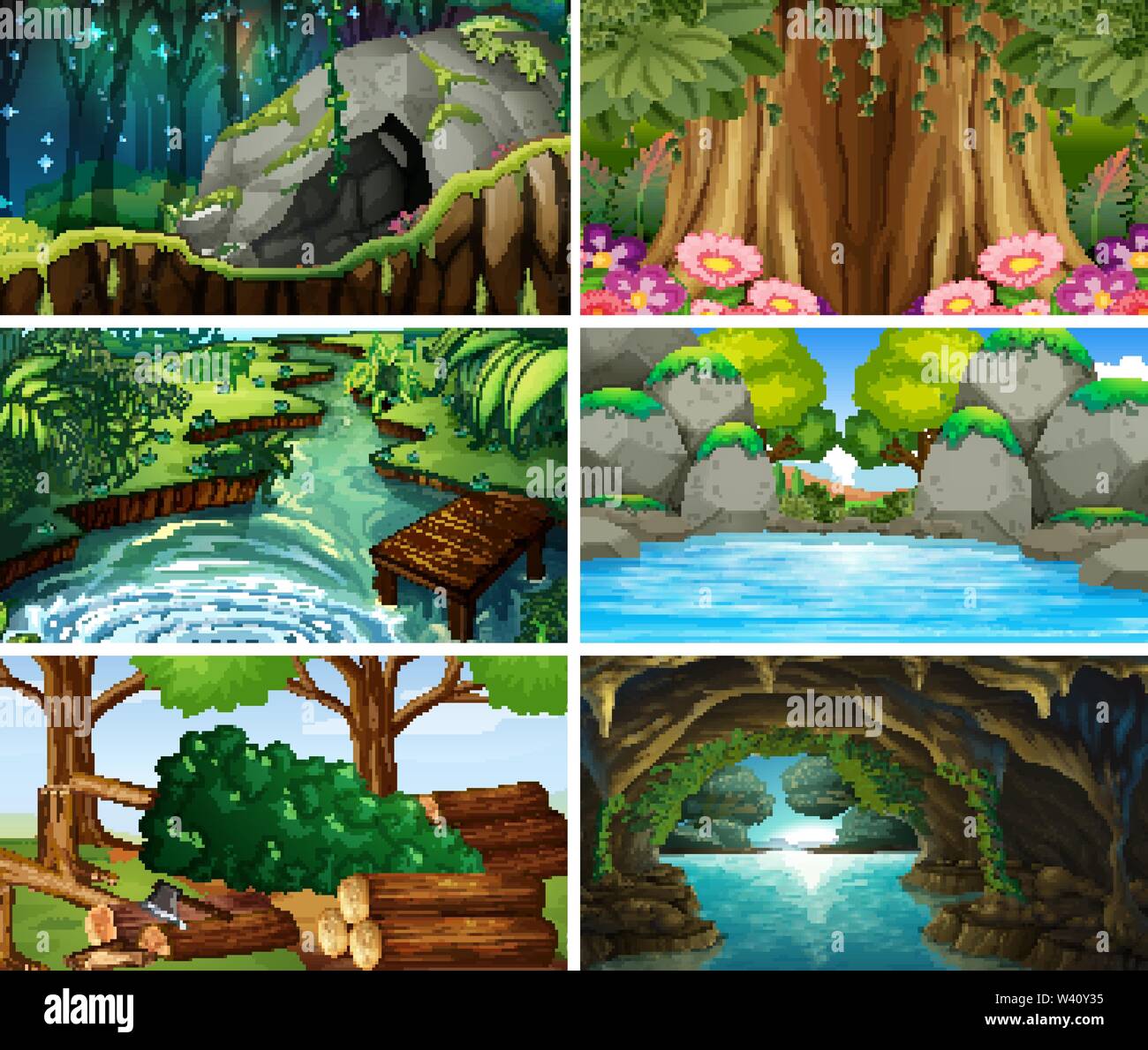 Empty, blank landscape nature scenes illustration Stock Vector Image ...