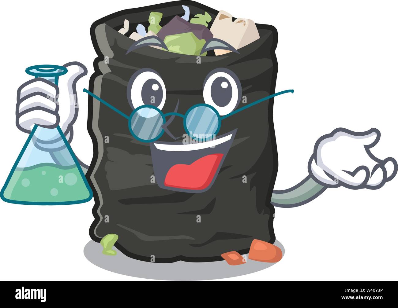 Professor garbage bag in the cartoon shape vector illustration Stock ...