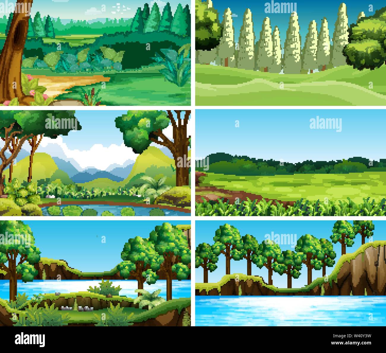 Empty, blank landscape nature scenes illustration Stock Vector Image ...