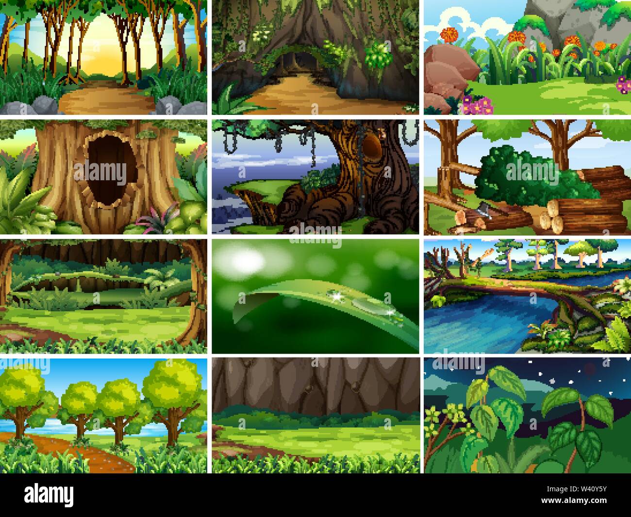 Empty, blank landscape nature scenes illustration Stock Vector Image ...
