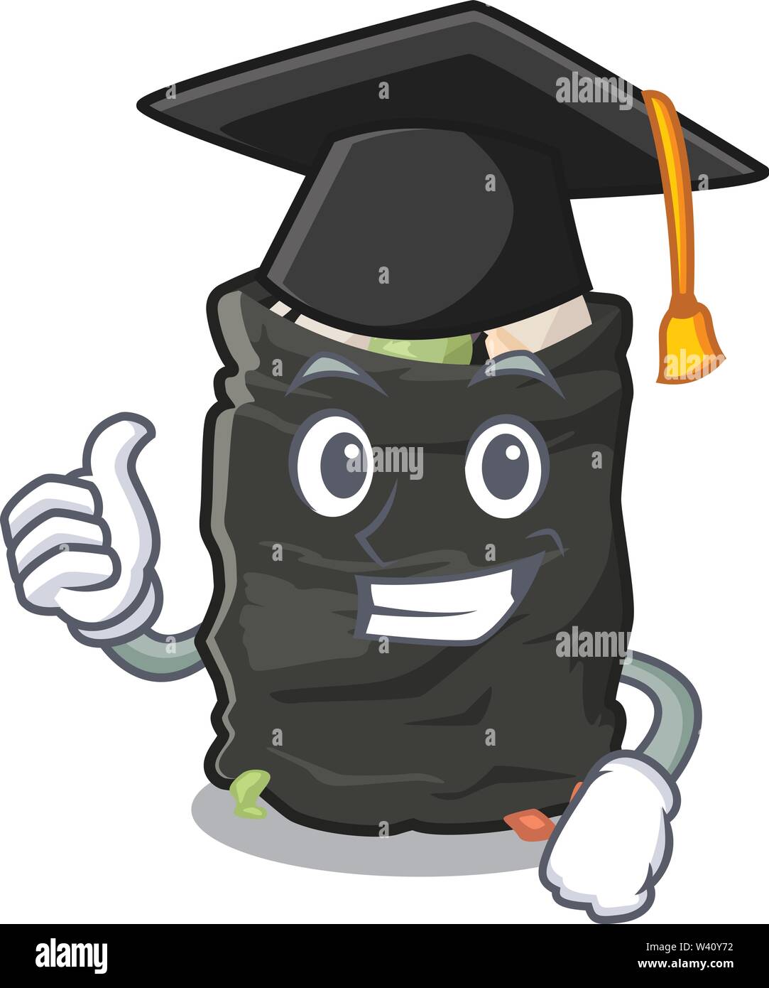 Graduation garbage bag in the cartoon shape vector illustration Stock ...