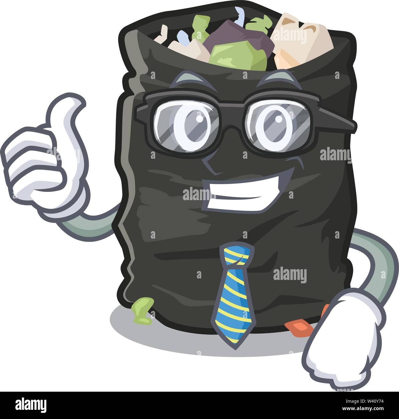 Businessman garbage bag in the cartoon shape vector illustration Stock ...
