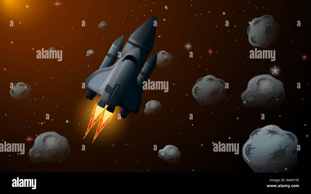 Rocket in space scene illustration Stock Vector Image & Art - Alamy