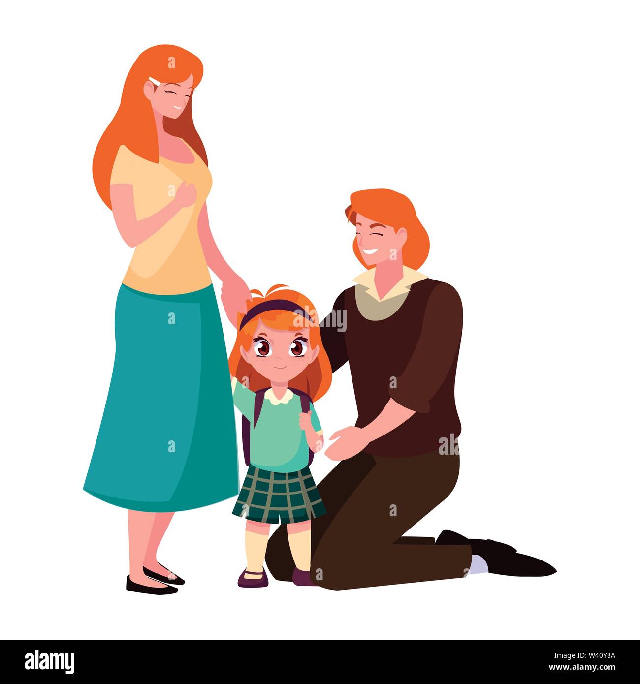 parents with school girl student vector illustration Stock Vector Image ...