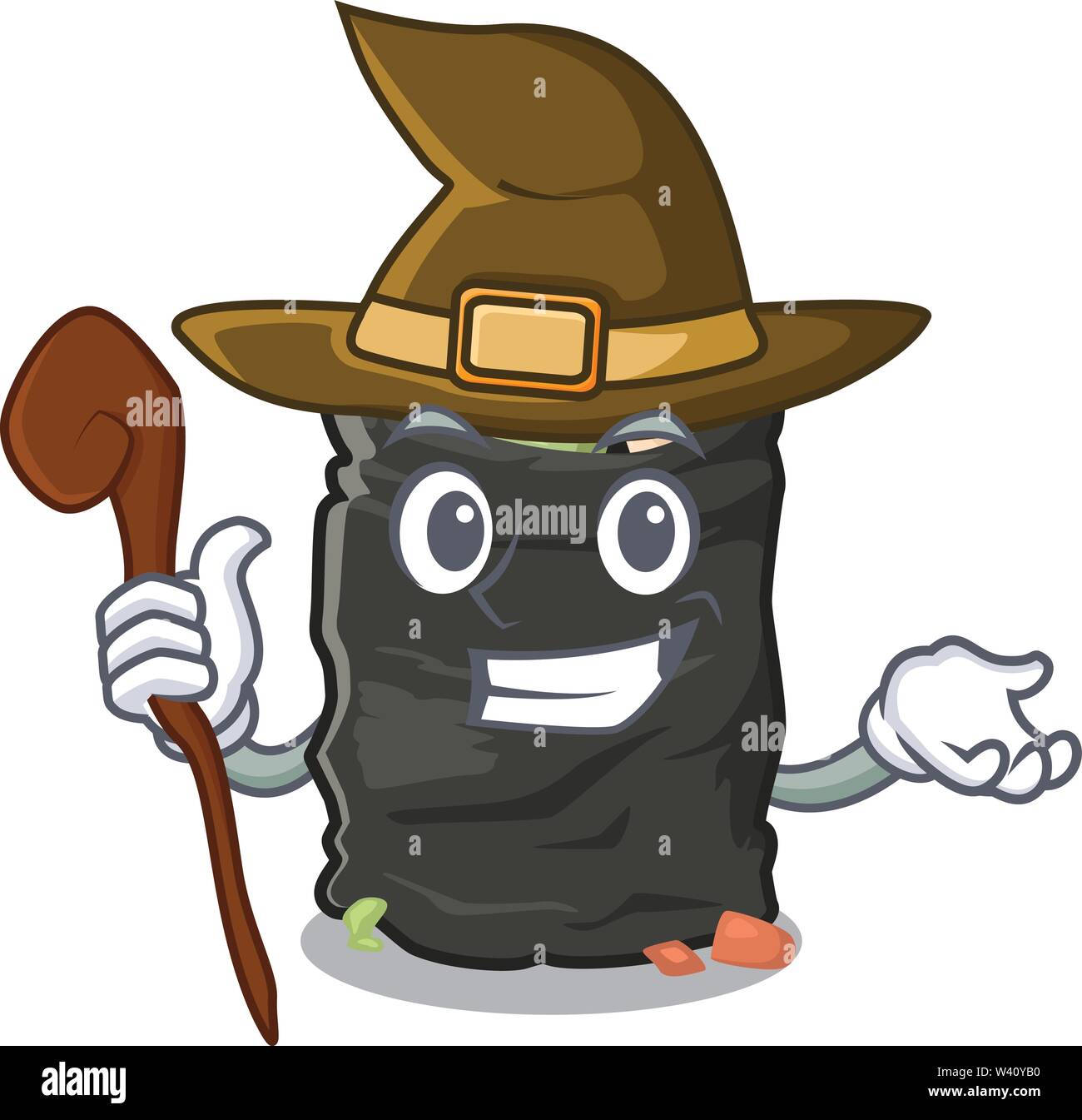 Witch cartoon garbage bag next to table vector illustration Stock ...