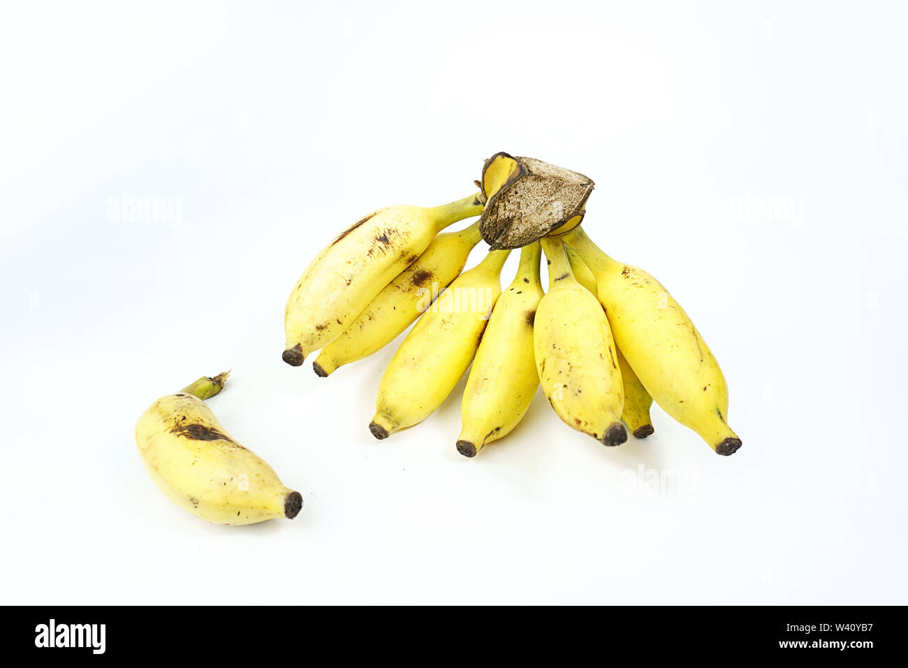 Small Yellow Bananas isolated on white background Stock Photo - Alamy