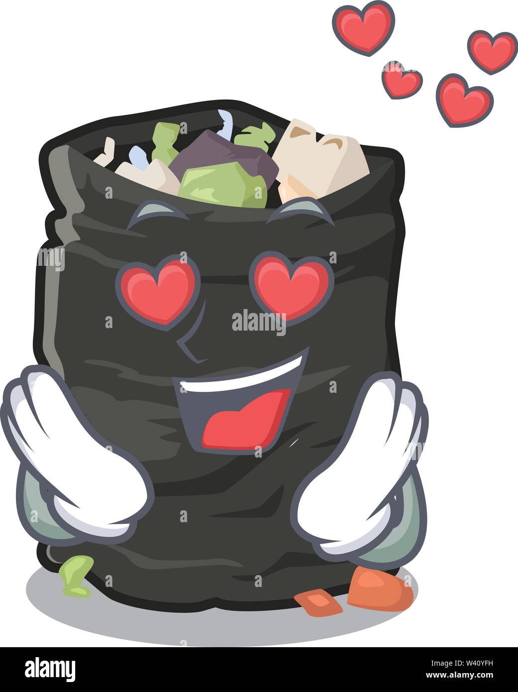 In love cartoon garbage bag next to table vector illustration Stock ...