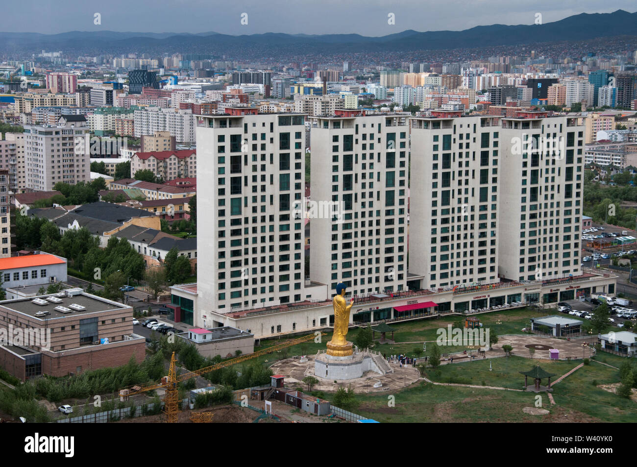 City view over Buddha Park from the Zaisan Memorial, Ulaanbaatar (Ulan ...