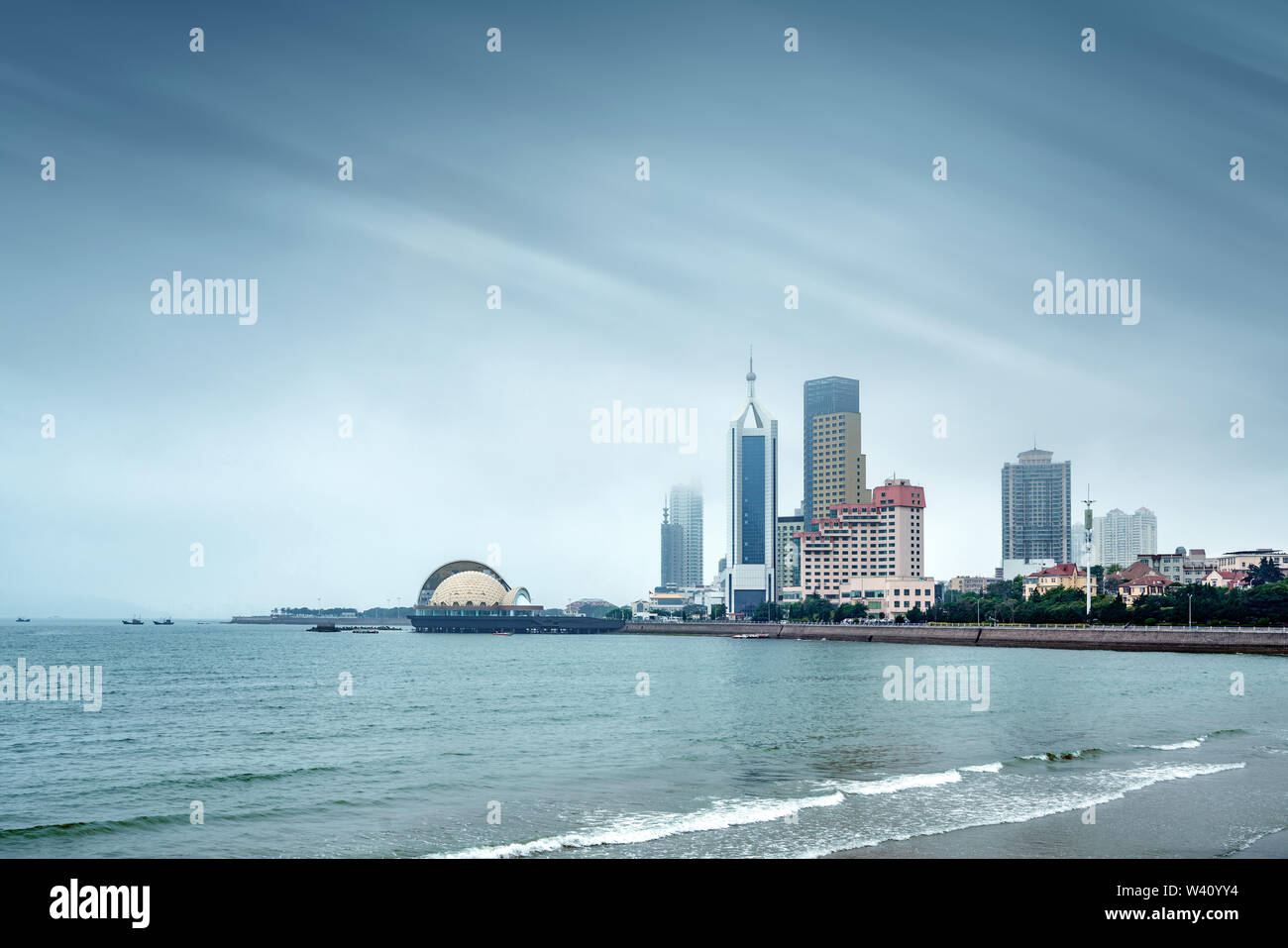 Coastal city Qingdao urban architectural landscape skyline Stock Photo ...
