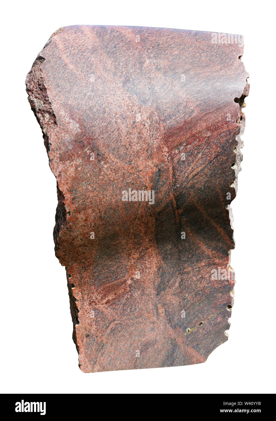 Long big vertical monument of polished red granite stone. Isolated on ...