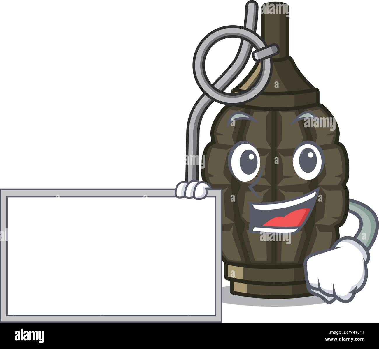 With board grenade isolated with on the character vector illustration ...