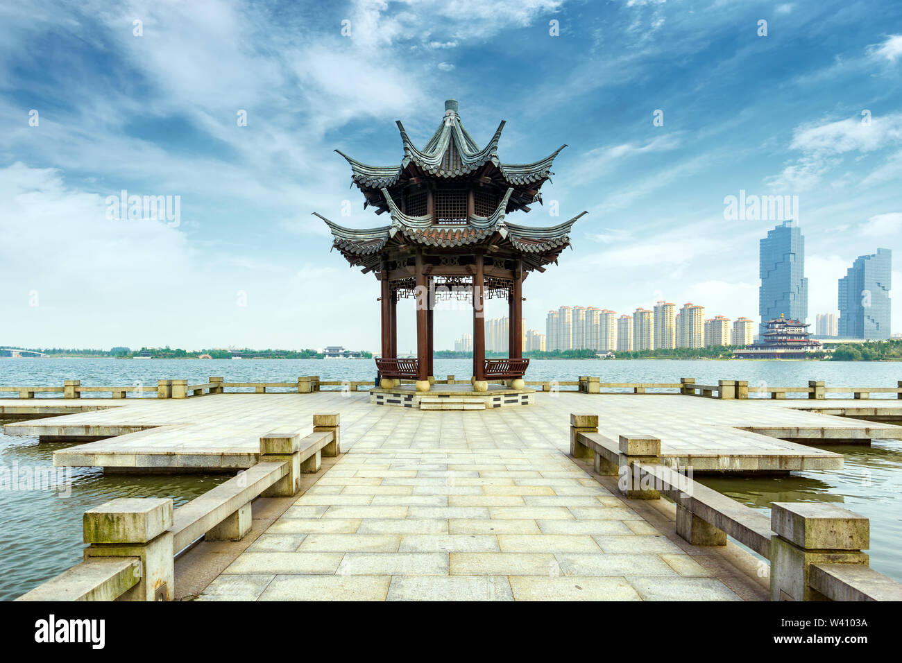 chinese ancient pavilion on the west lake in hangzhou Stock Photo - Alamy