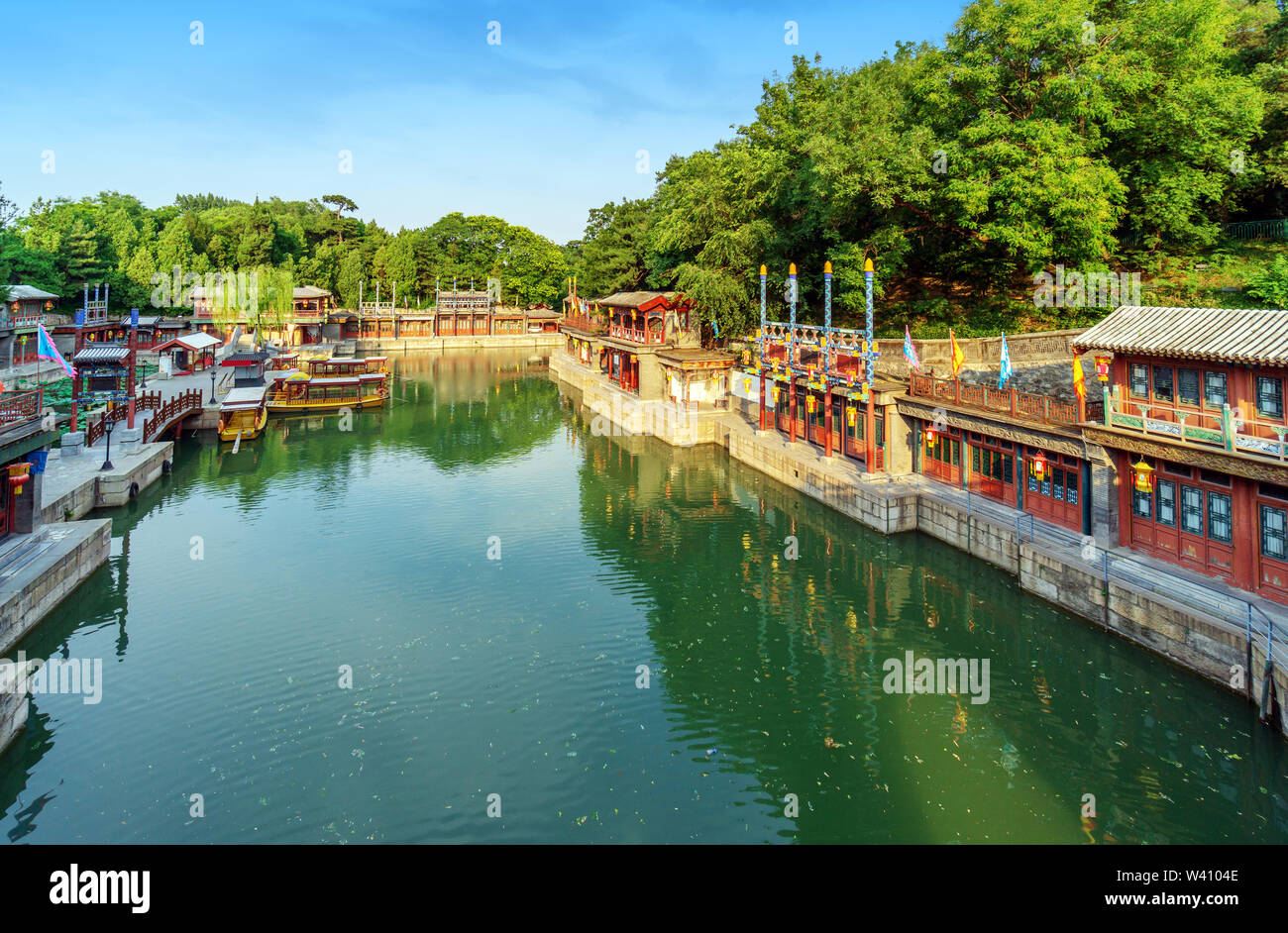 Suzhou Market Street in Summer Palace, Beijing, China. Along the Back ...