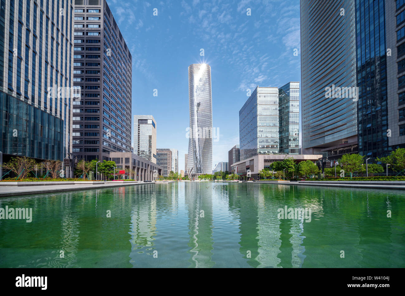 Modern city high-rise, China Ningbo CBD Stock Photo - Alamy