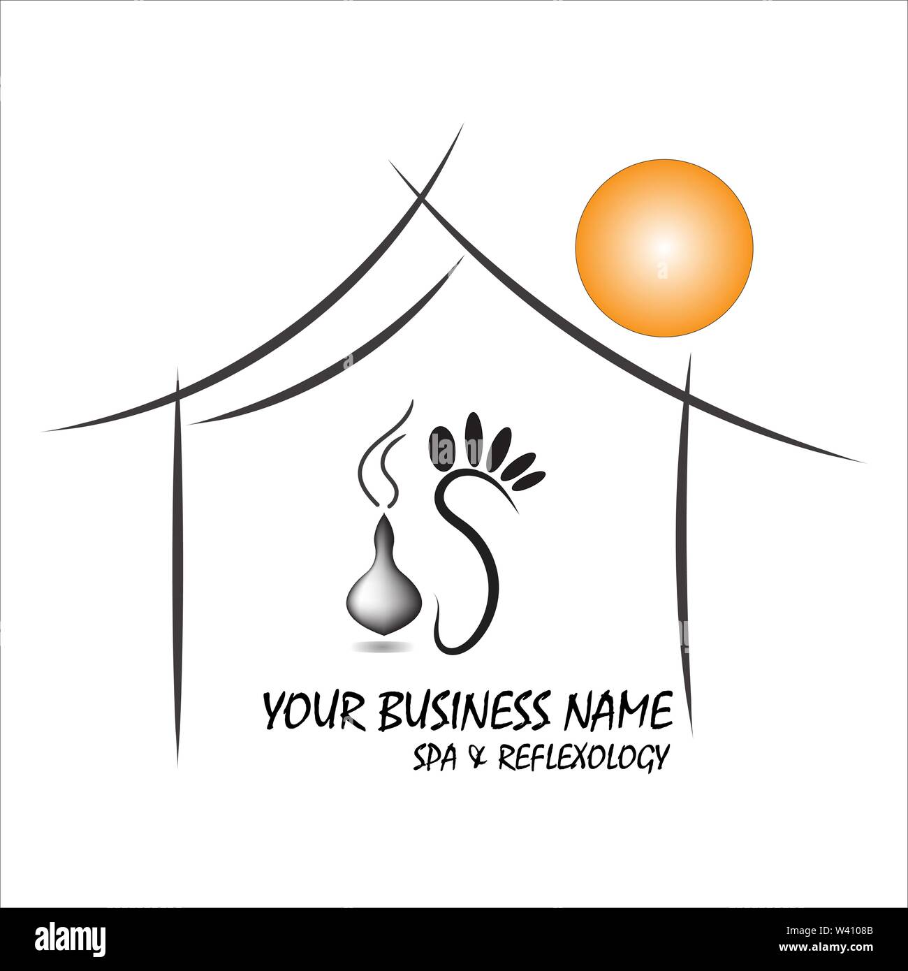 Simple and stylish modern logo and illustration, SPA house vector hand ...