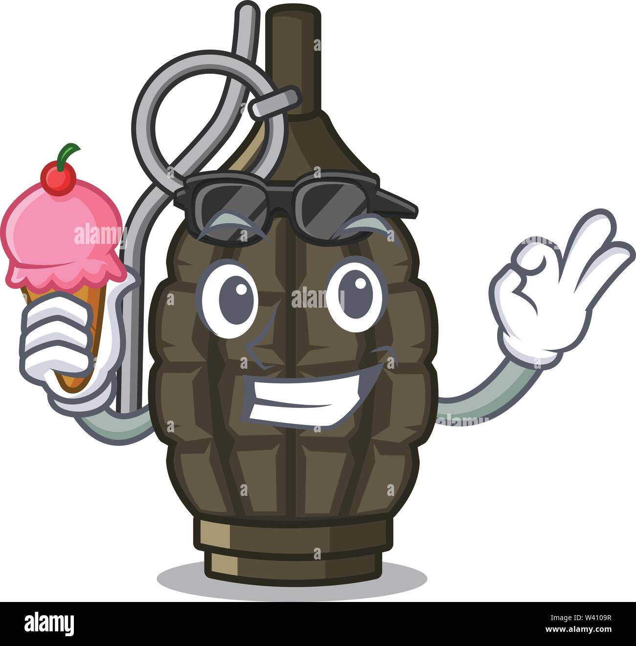 With ice cream grenade in the a mascot shape vector illustration Stock ...