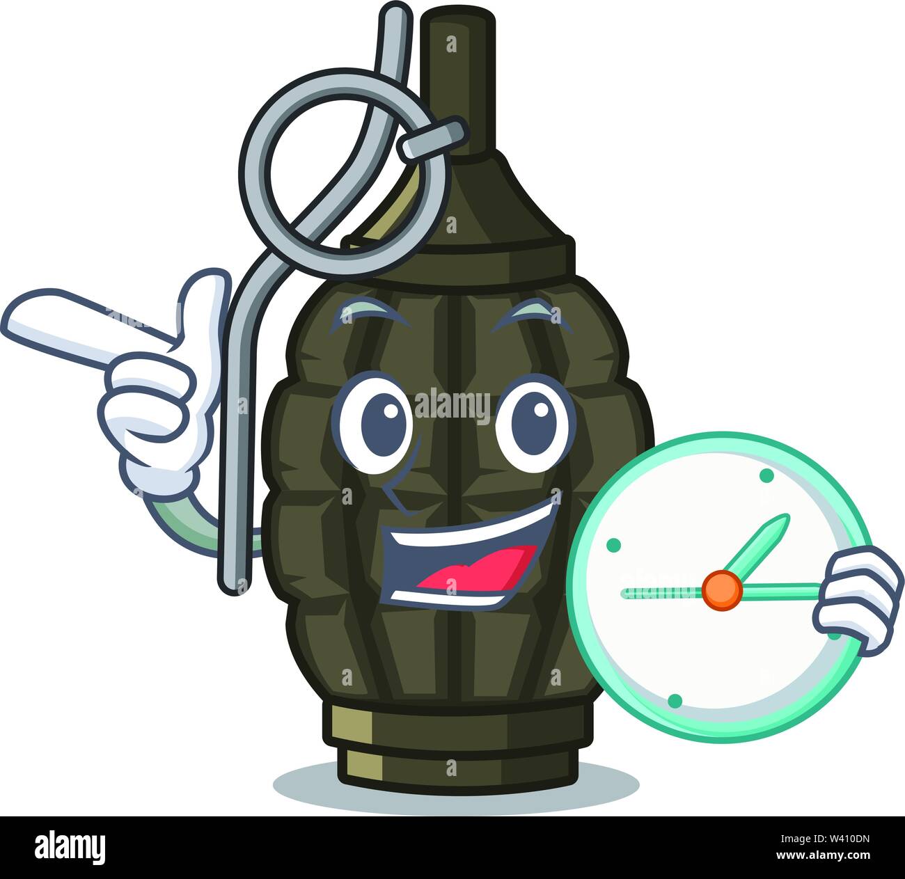 With clock grenade in the a mascot shape vector illustration Stock ...
