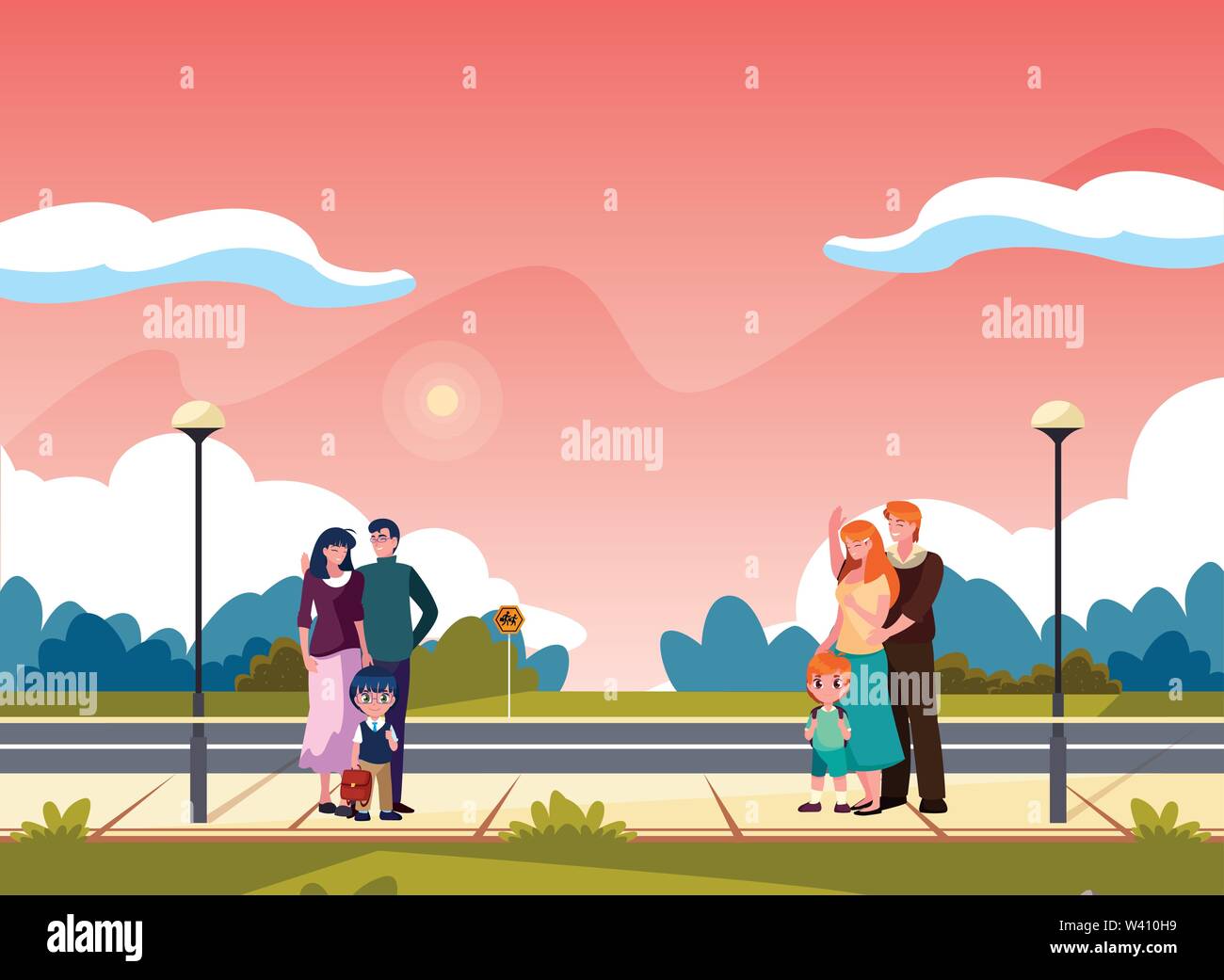 Children wait parents school Stock Vector Images - Alamy