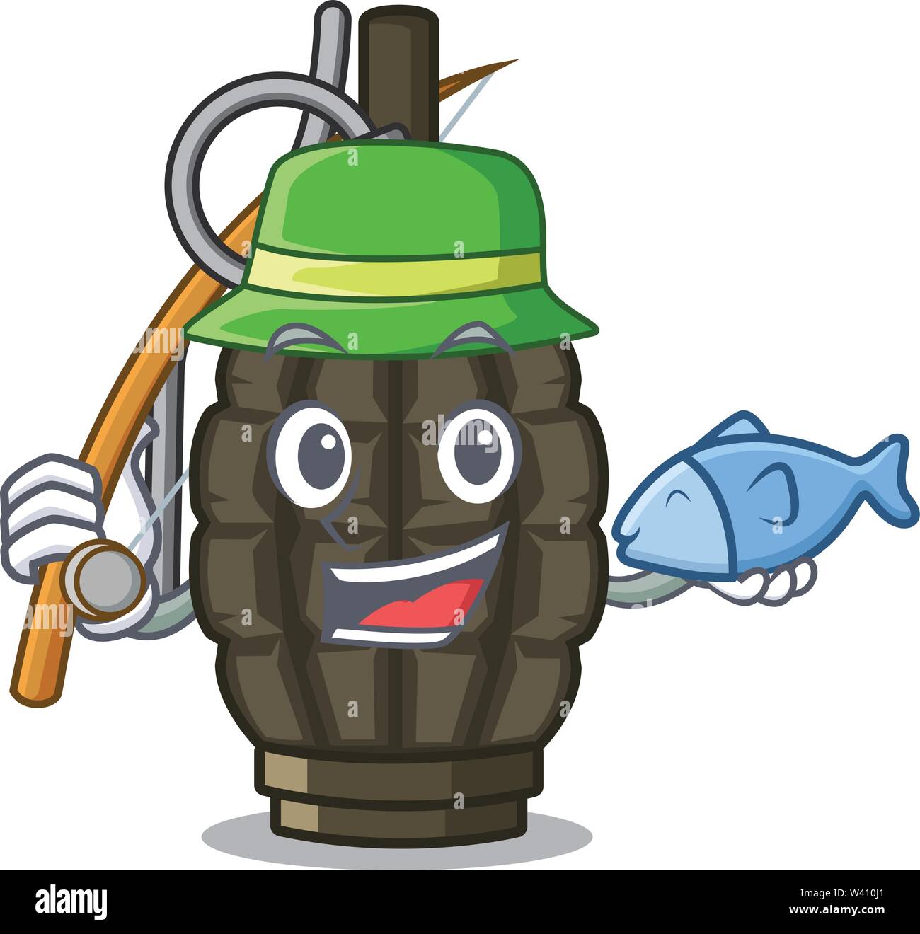 Fishing cartoon grenade a in the bag vector illustration Stock Vector ...
