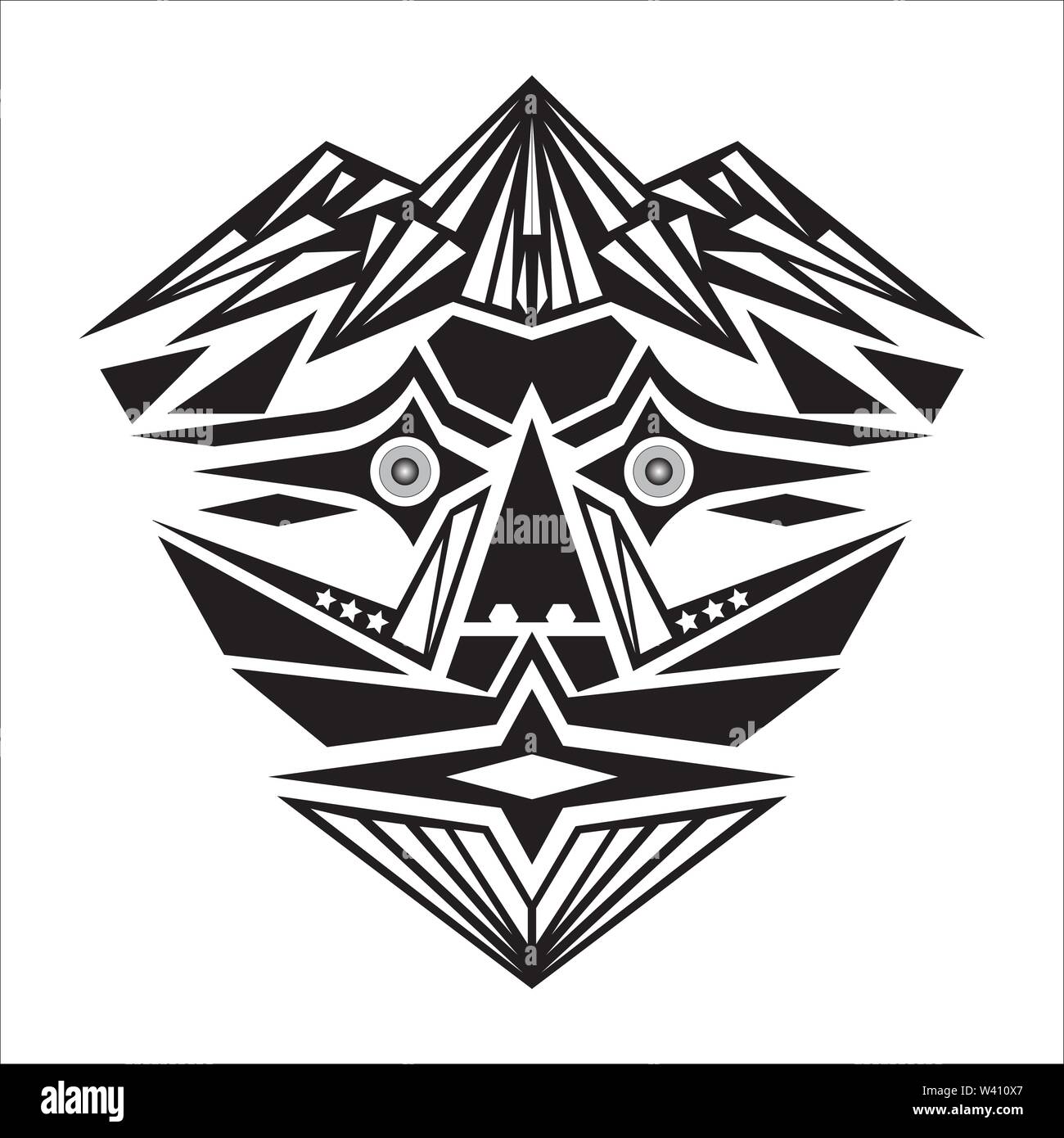 Mask with a basic shape, and in black and white Stock Vector Image ...