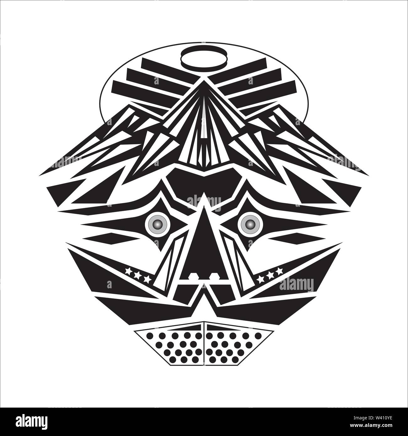Mask with a basic shape, and in black and white Stock Vector Image ...