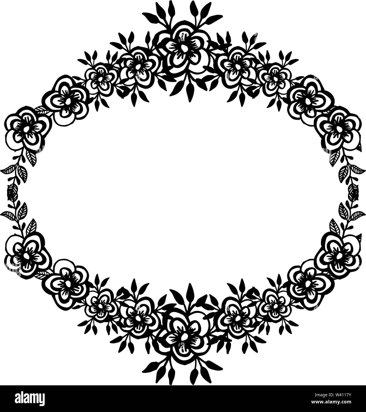 Beautiful wedding frame, various flowers and leaf, for wallpaper card ...