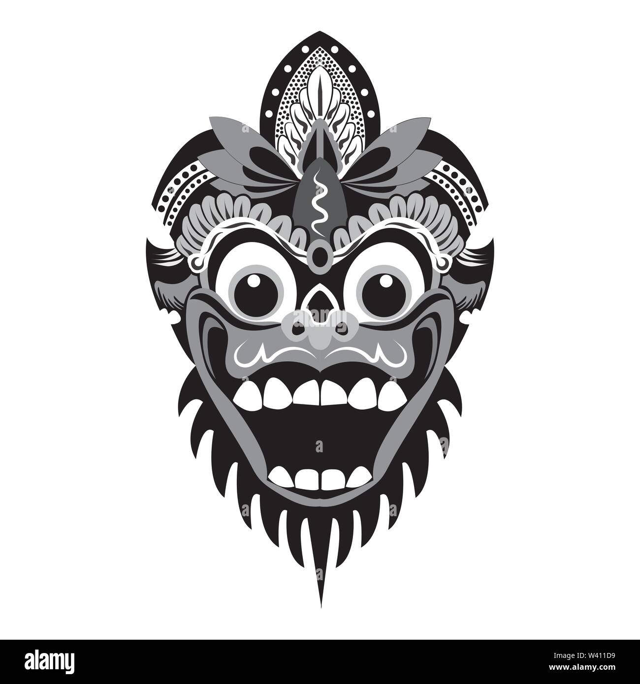traditional mask illustration of a monkey with a white background Stock ...