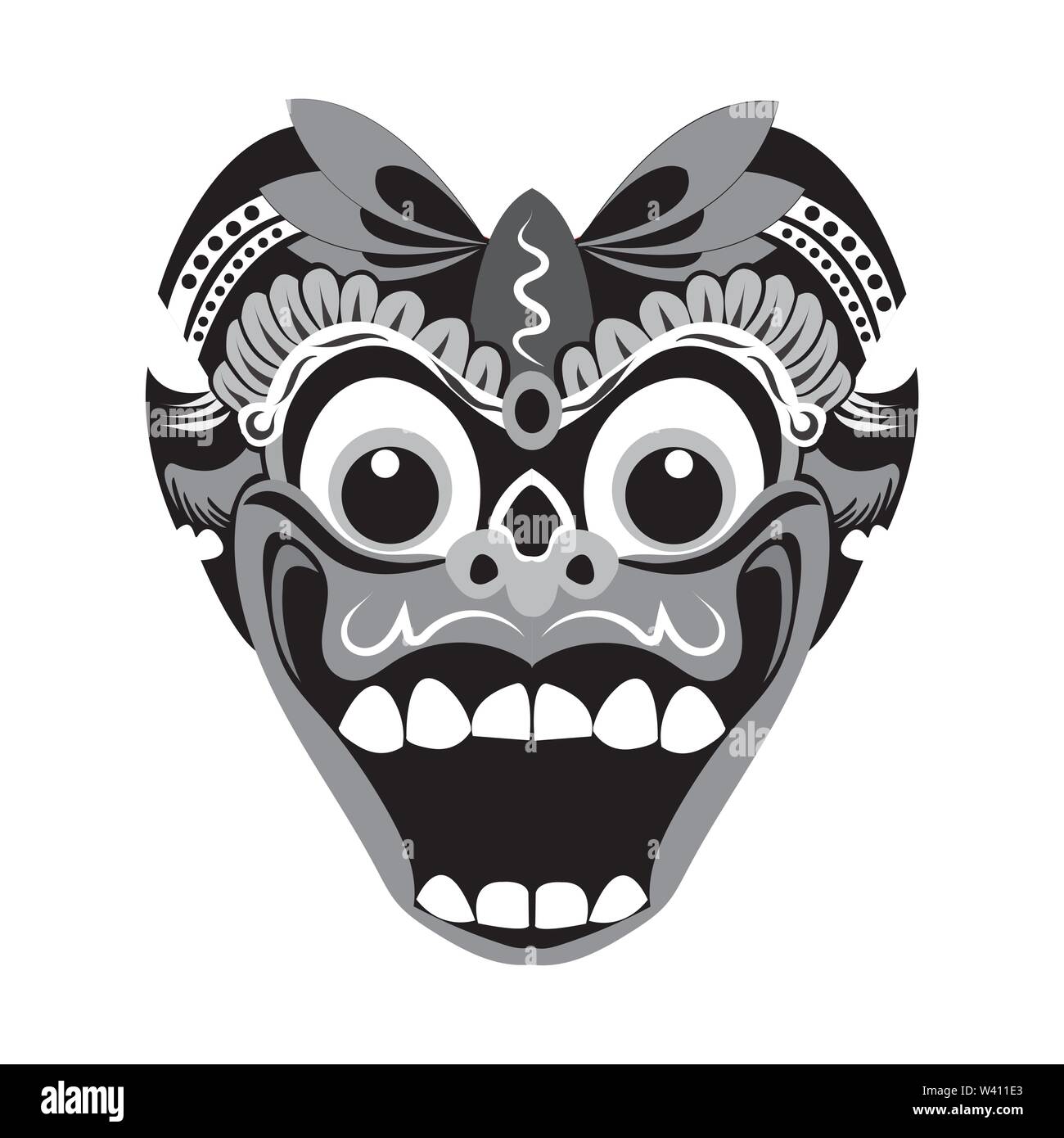 traditional mask illustration of a monkey with a white background Stock ...
