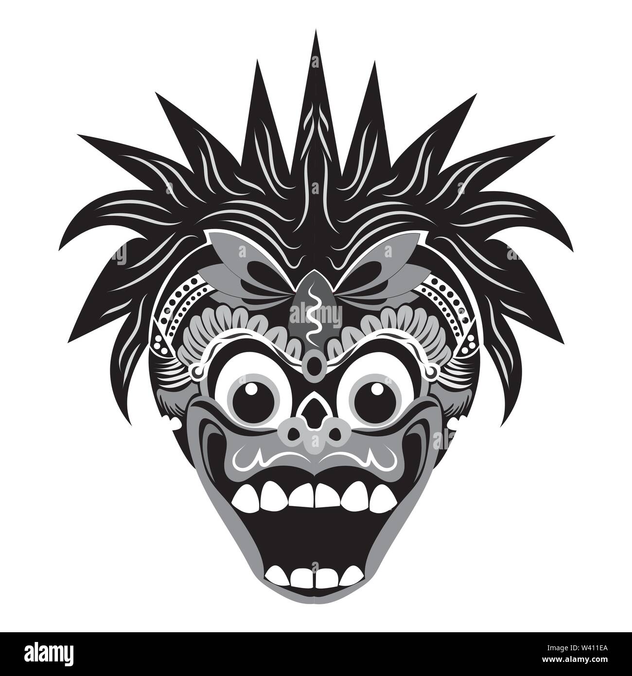 traditional mask illustration of a monkey with a white background Stock ...