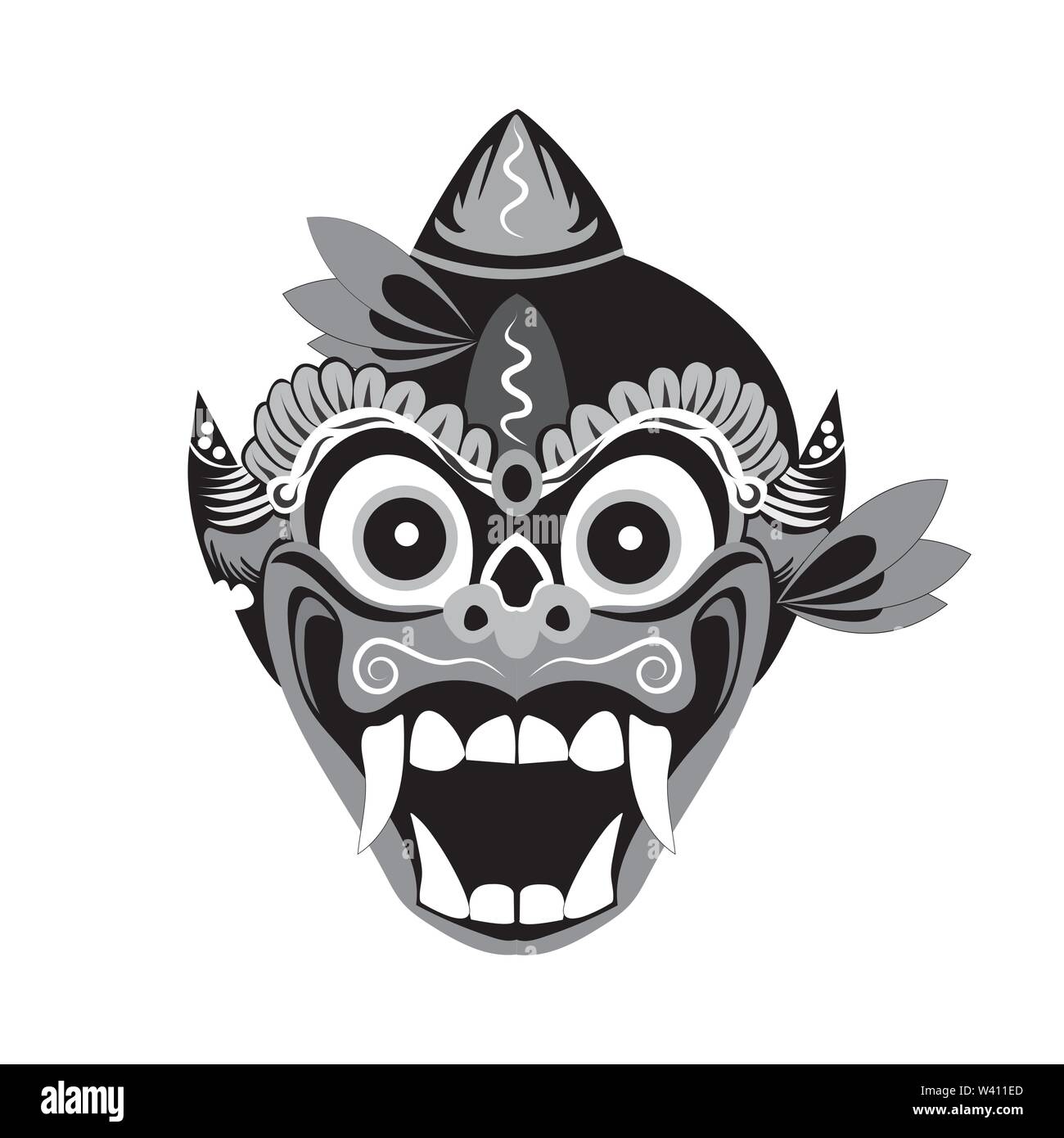 traditional mask illustration of a monkey with a white background Stock ...