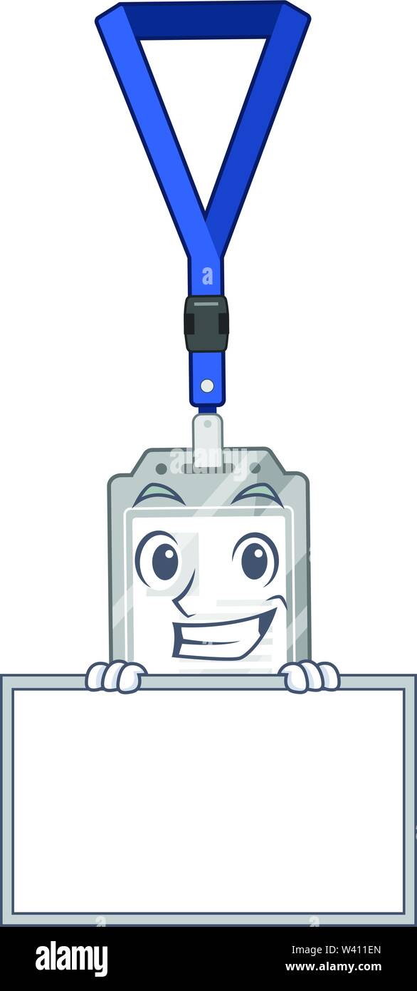 Grinning with board name tag in the character shape vector illustration ...