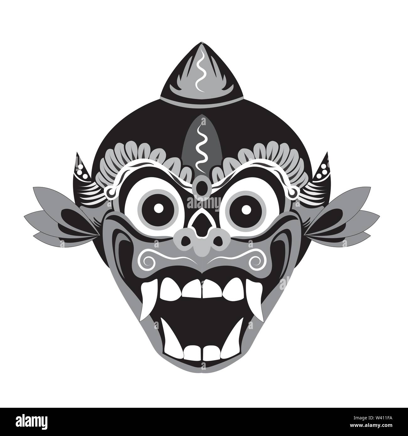 traditional mask illustration of a monkey with a white background Stock ...