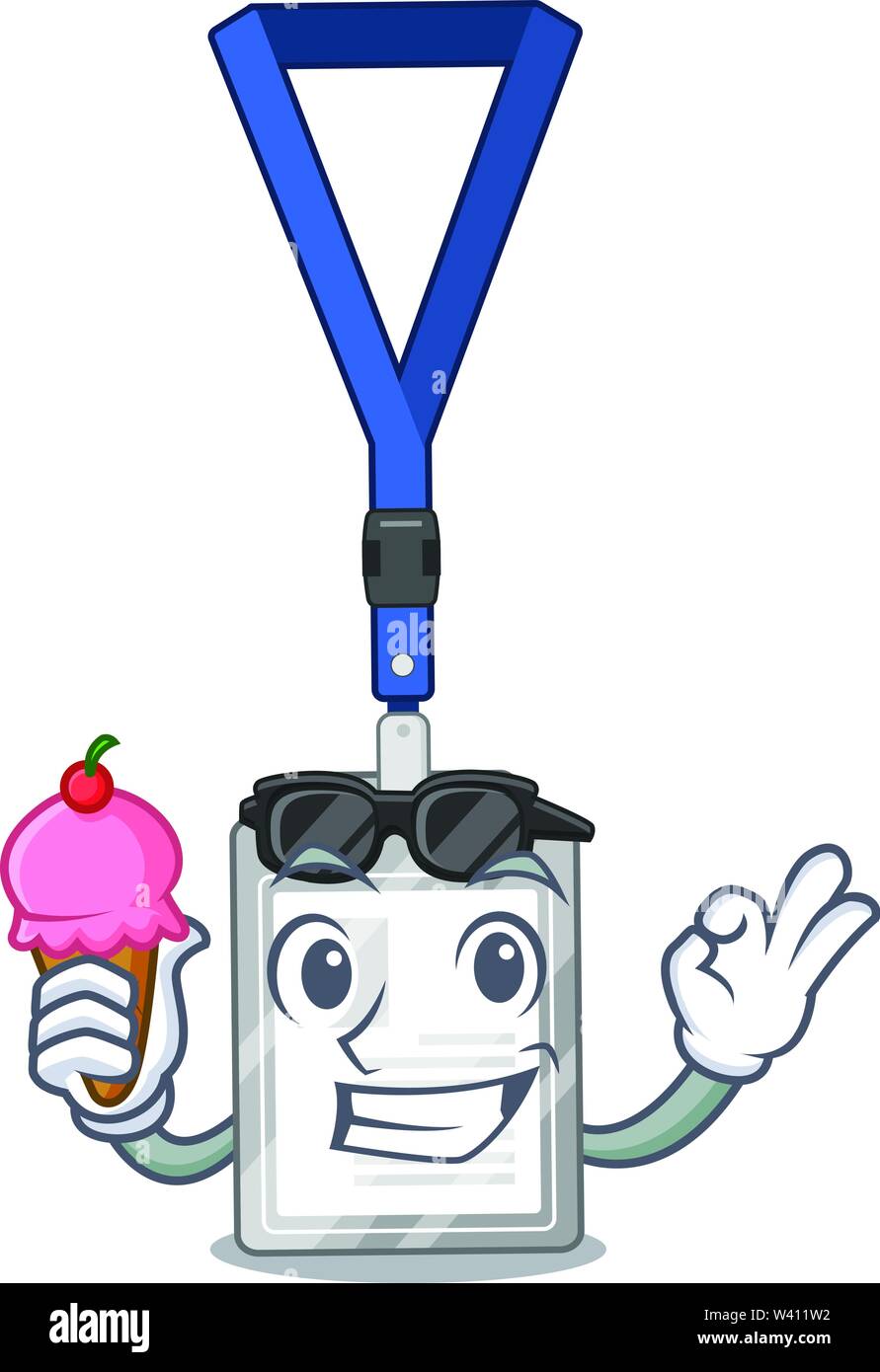 With ice cream name tag on the mascot table vector illustration Stock ...