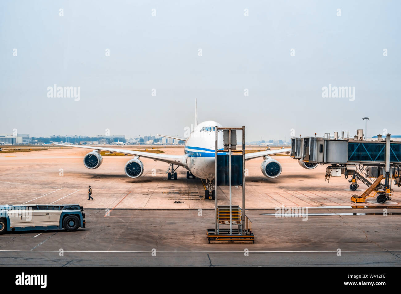 Large passenger jet on the ground at Beijing International Airport ...