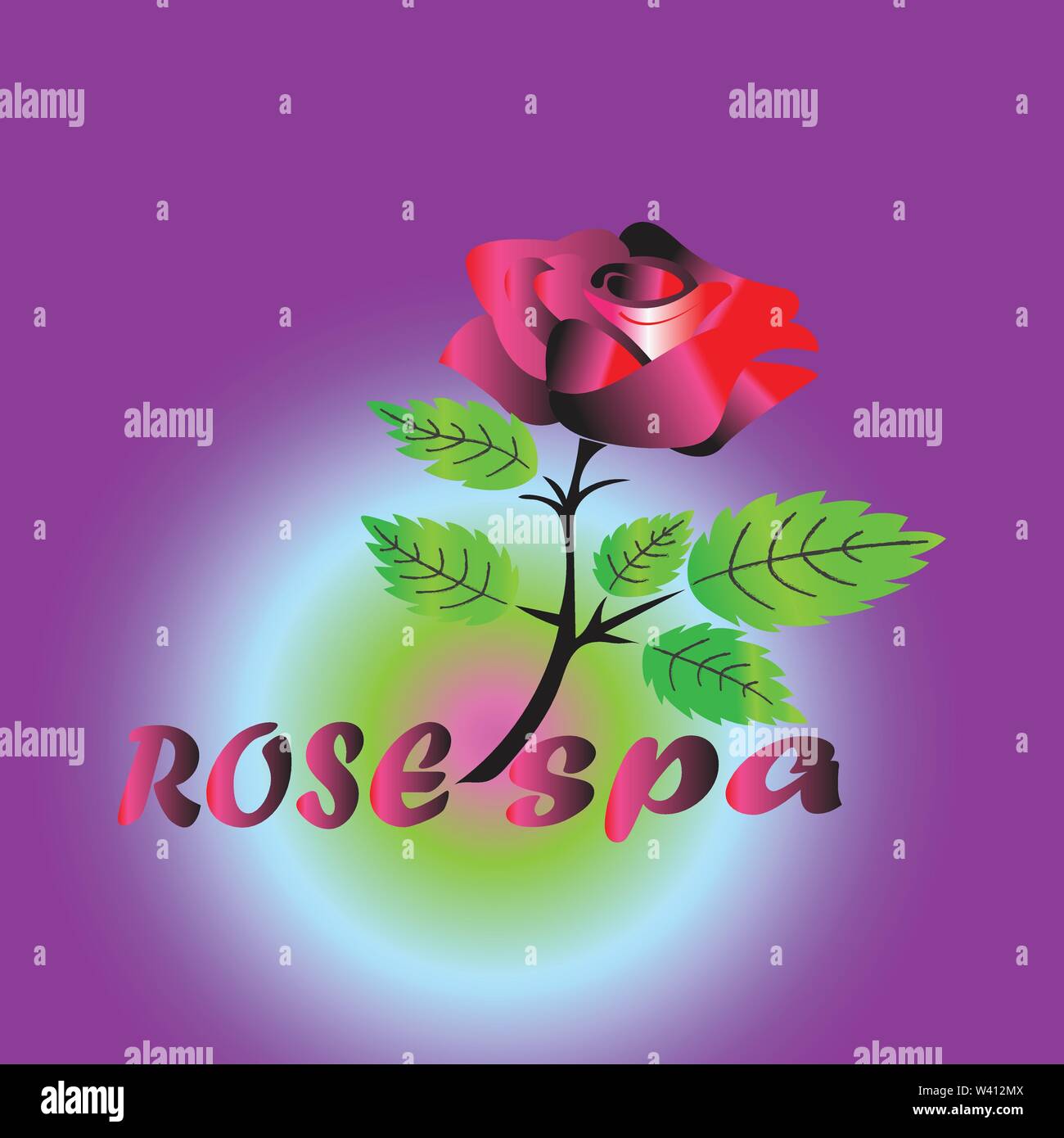 spa logo with red rose, isolated with purple background Stock Vector ...
