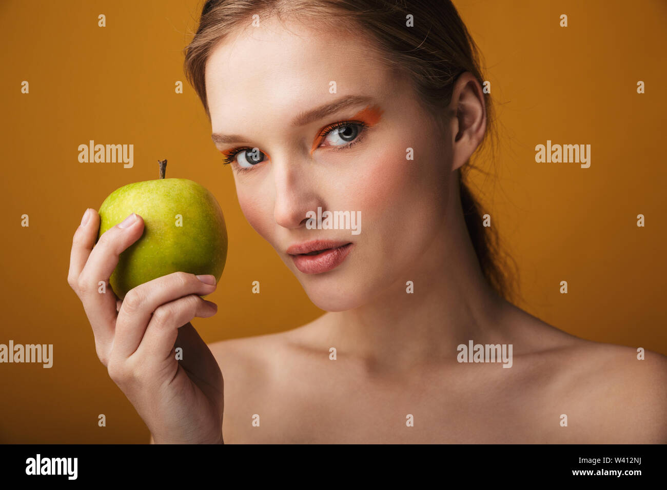 Close Up Beauty Portrait Of A Beautiful Sensual Young Woman Isolated