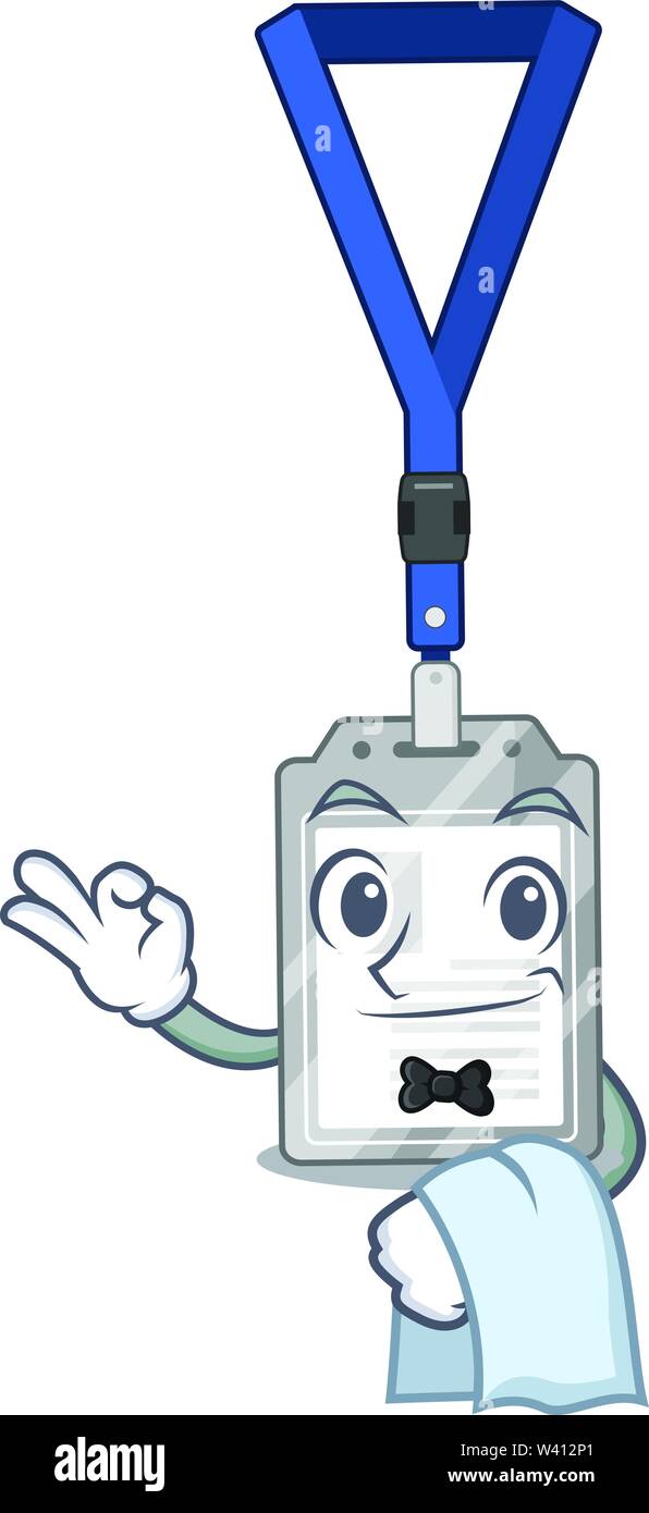 Waiter name tag isolated in the cartoon vector illustration Stock ...