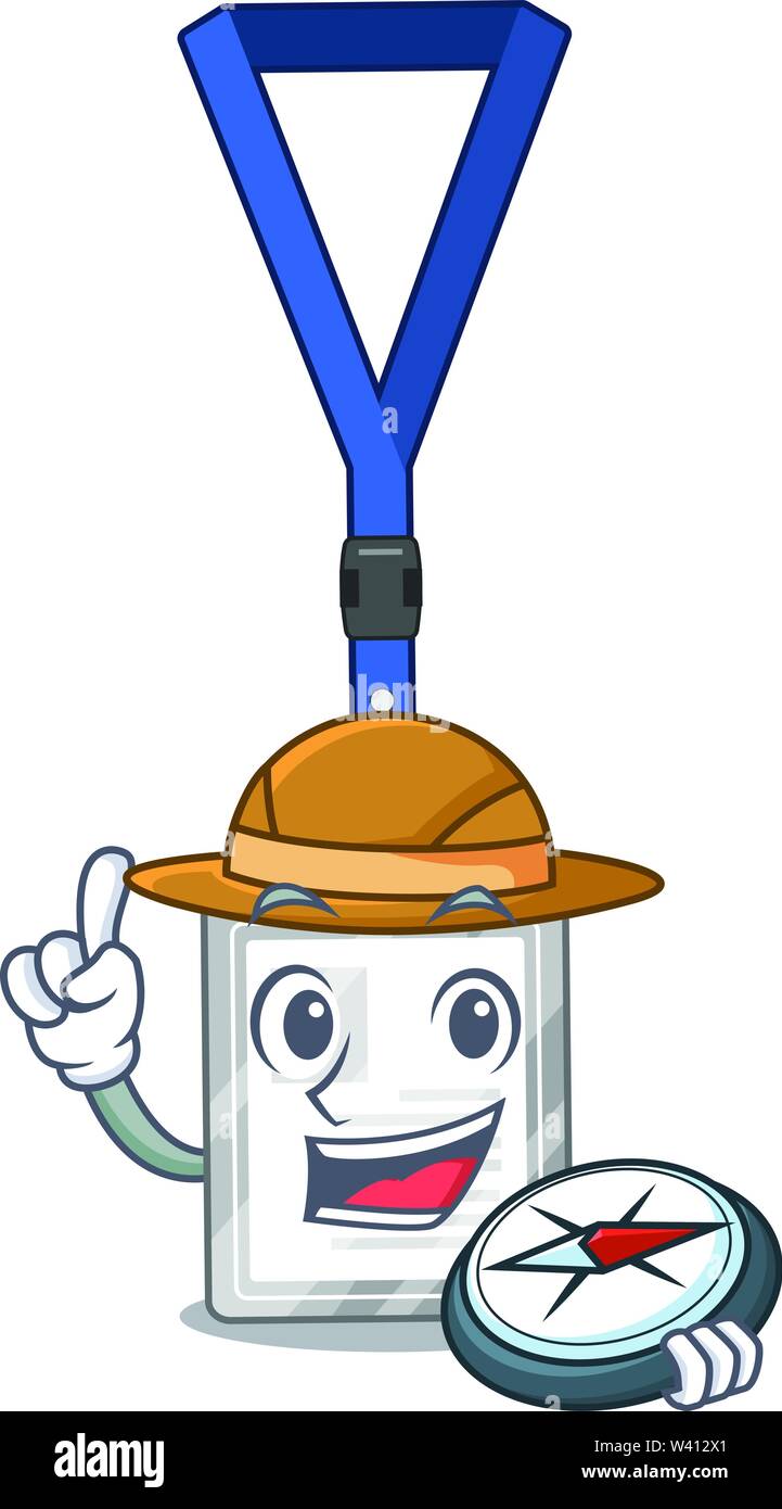 Explorer name tag isolated in the cartoon vector illustration Stock ...