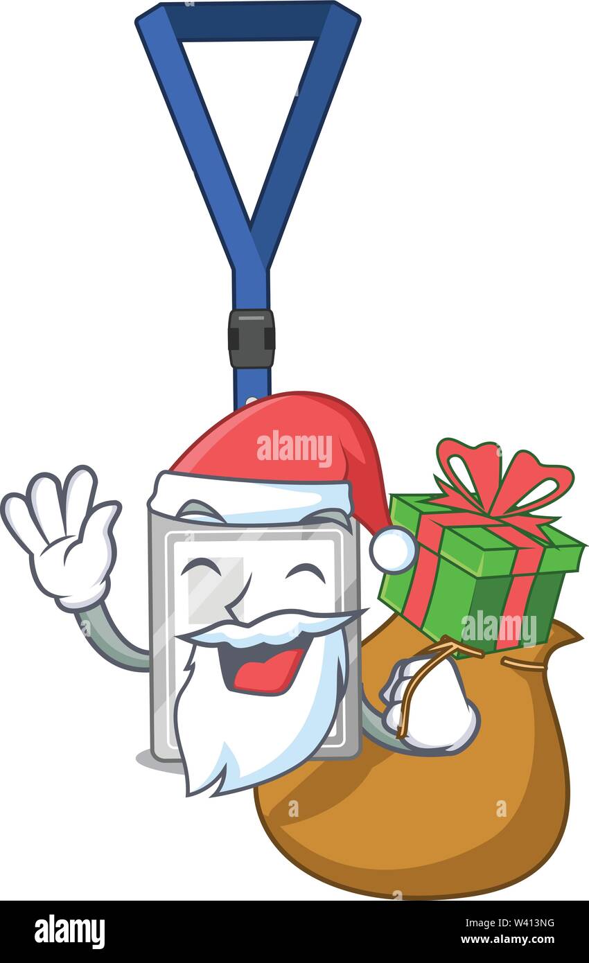 Santa with gift name tag in the cartoon wallet vector illustration ...