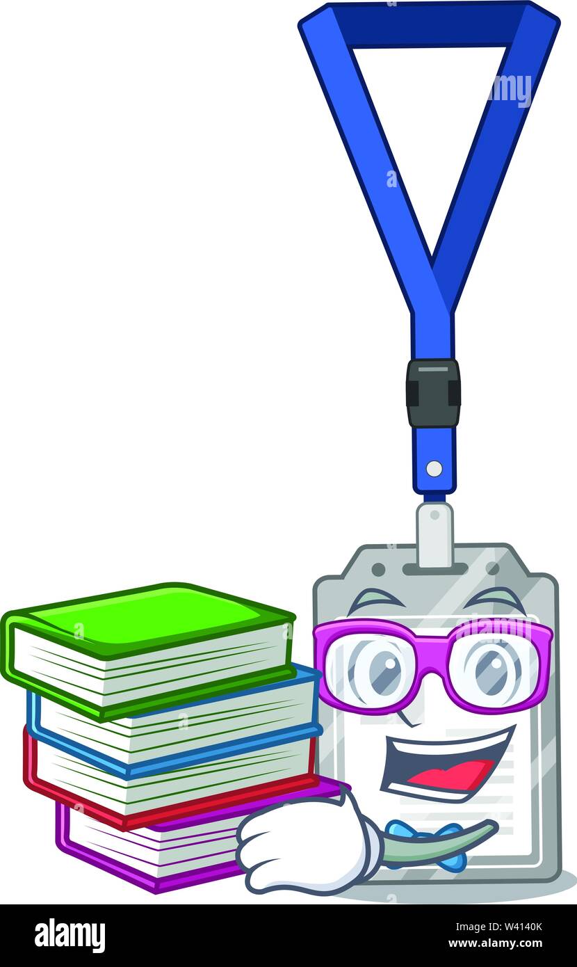 Student with book name tag in the cartoon wallet vector illustration ...