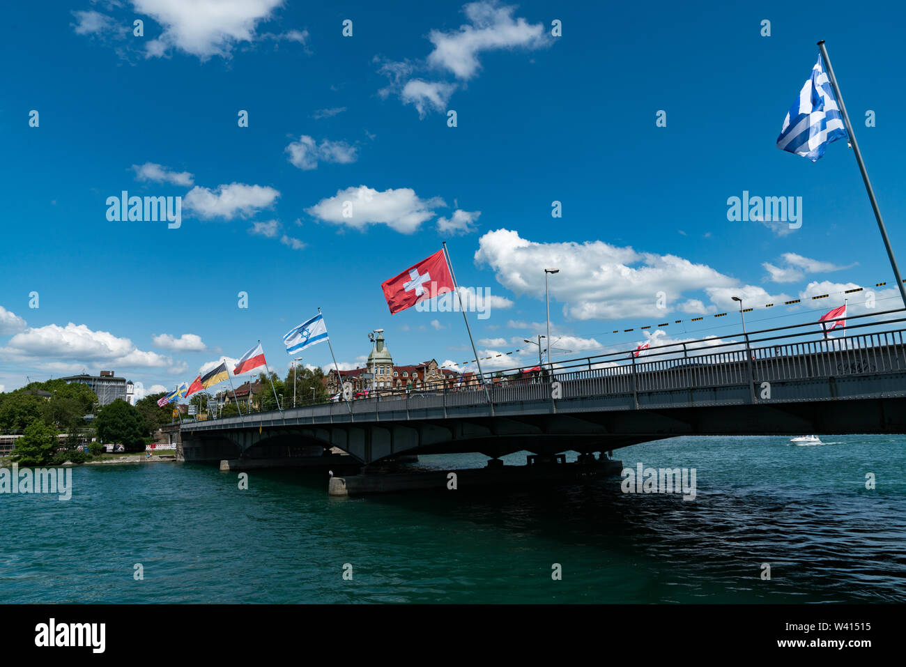Konstanz, BW / Germany - 14. July 2019: view of the Sternenplatz Bridge ...