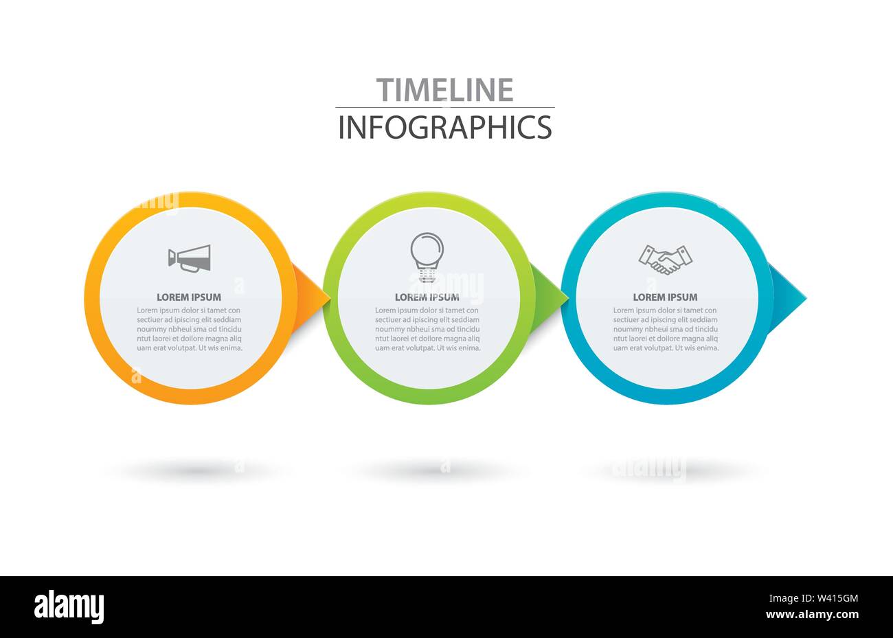 Infographics timeline circle paper with 3 data template. Vector ...