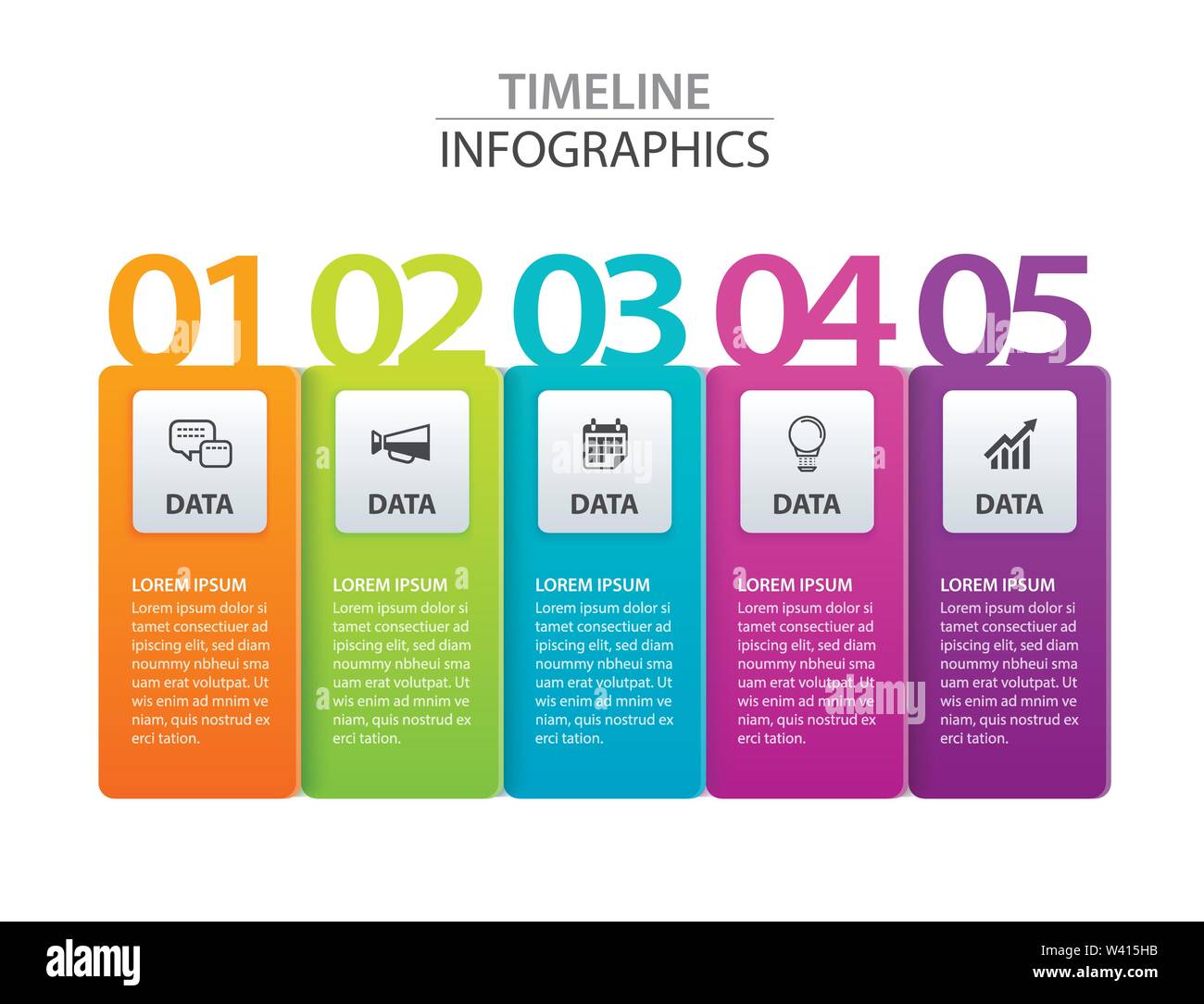 Infographics tab paper index with 5 data template. Vector illustration ...