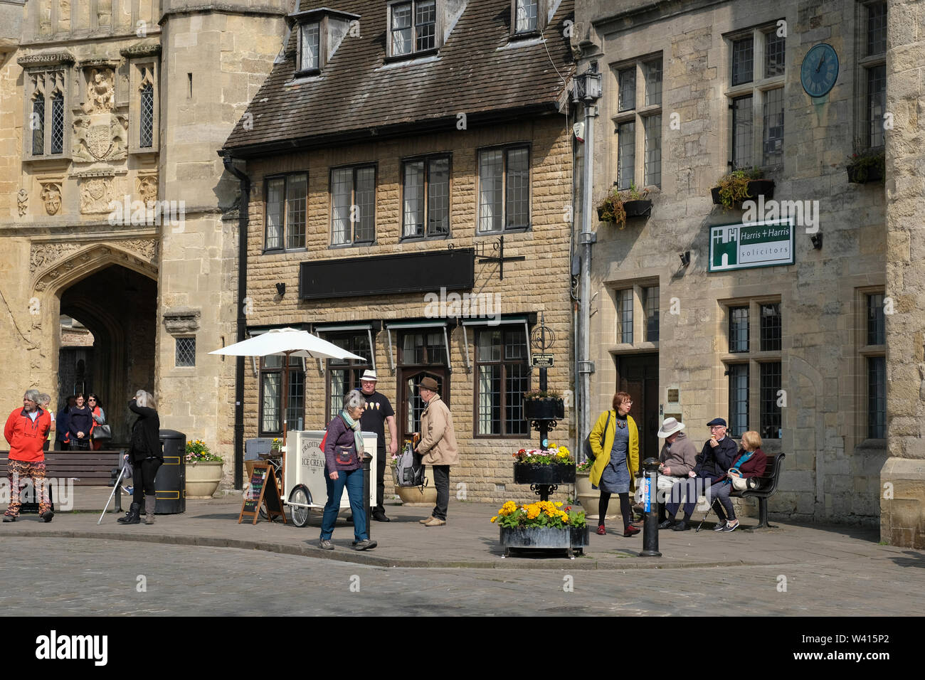 Market Square in Wells, Somerset close to the entrance to the Bishop's ...
