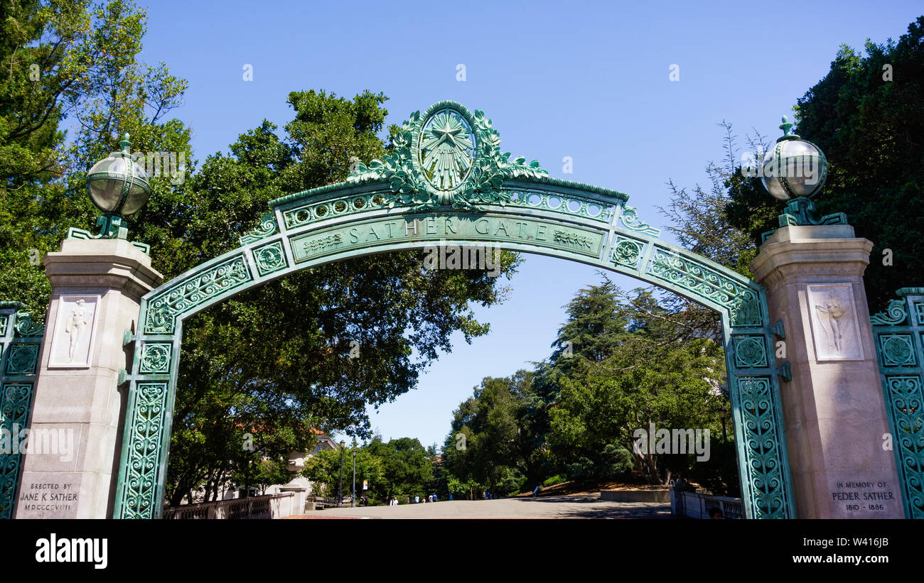 Historic Sather Gate on the campus of the University of California at ...