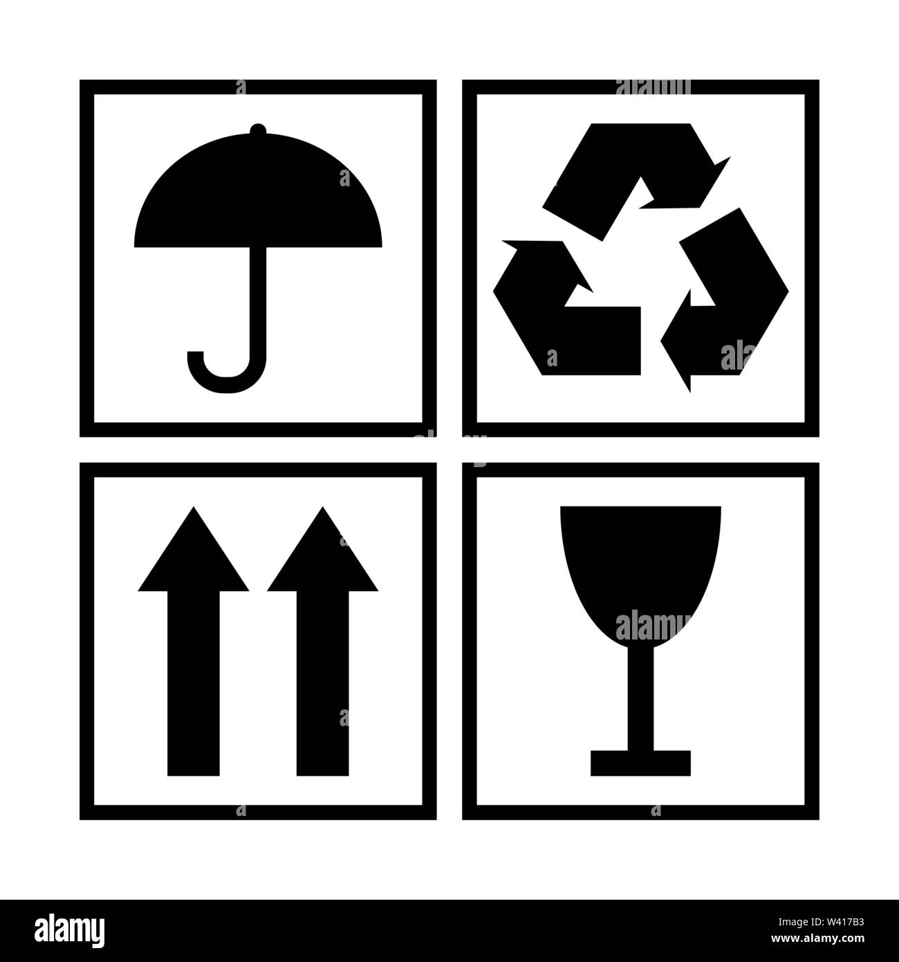 Black and white packaging cargo symbols Stock Vector Image & Art - Alamy